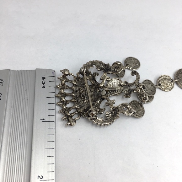 signed ART | Jewelry | Vintage Art Florentine Gilt Coin Dangle Pin ...